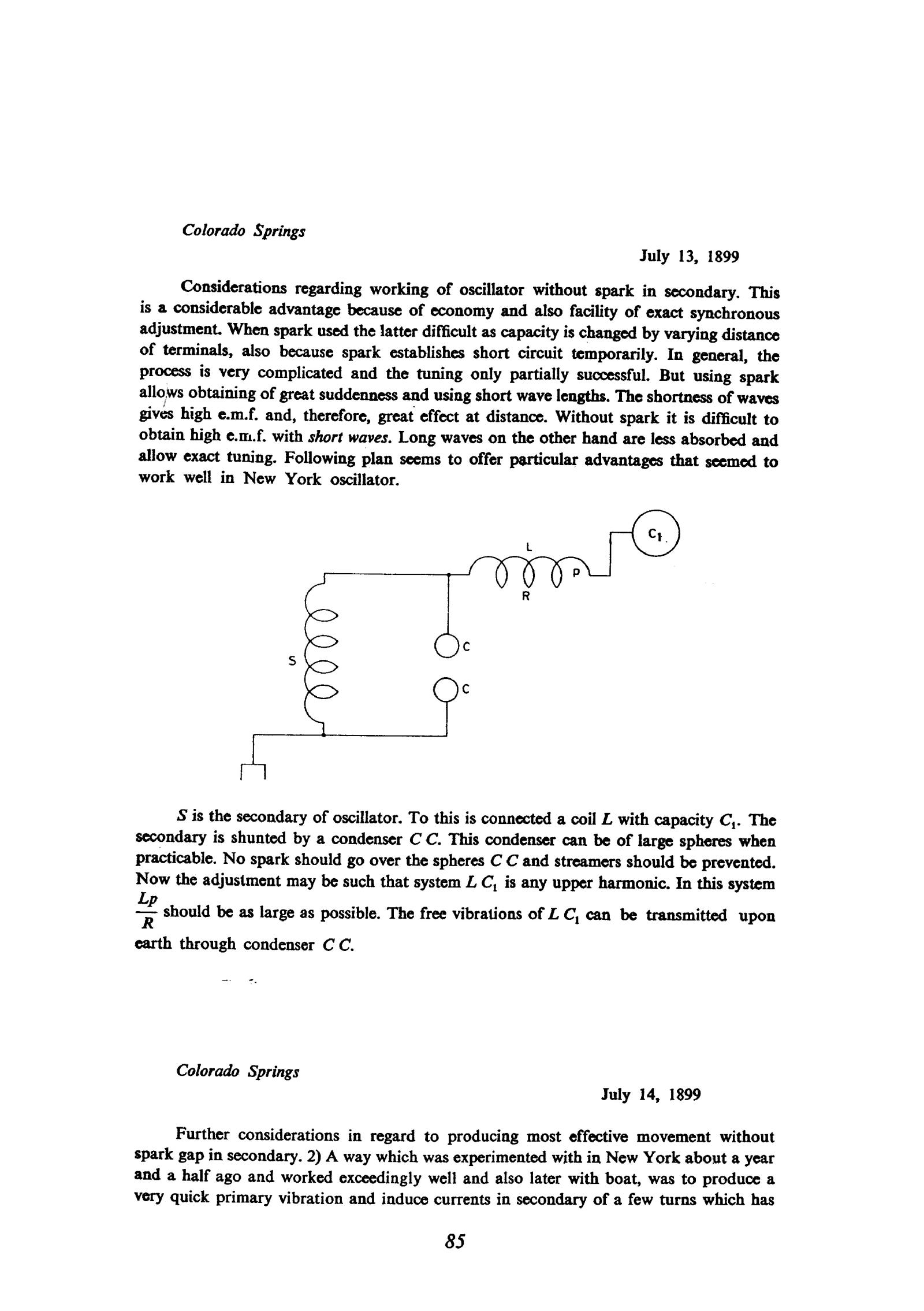 Nikola Tesla: Colorado Springs Notes, 1899-1900 - Page 85 | Tesla Universe