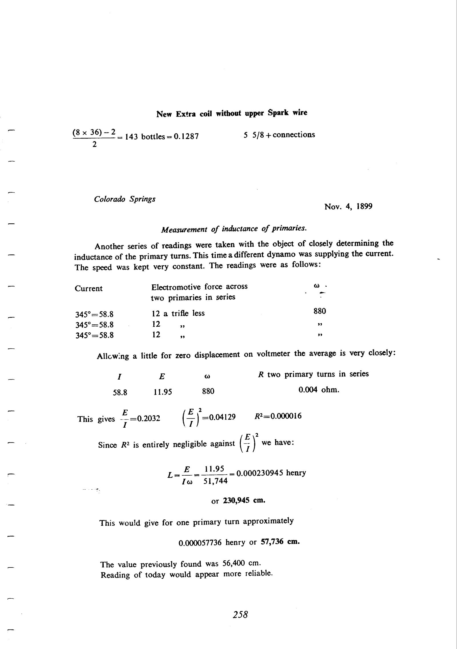 Nikola Tesla: Colorado Springs Notes, 1899-1900 - Page 258 | Tesla Universe