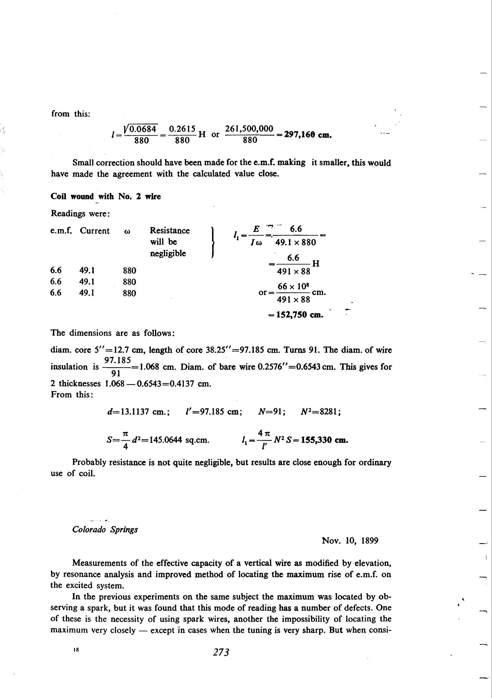 Nikola Tesla: Colorado Springs Notes, 1899-1900 - Page 273 | Tesla Universe