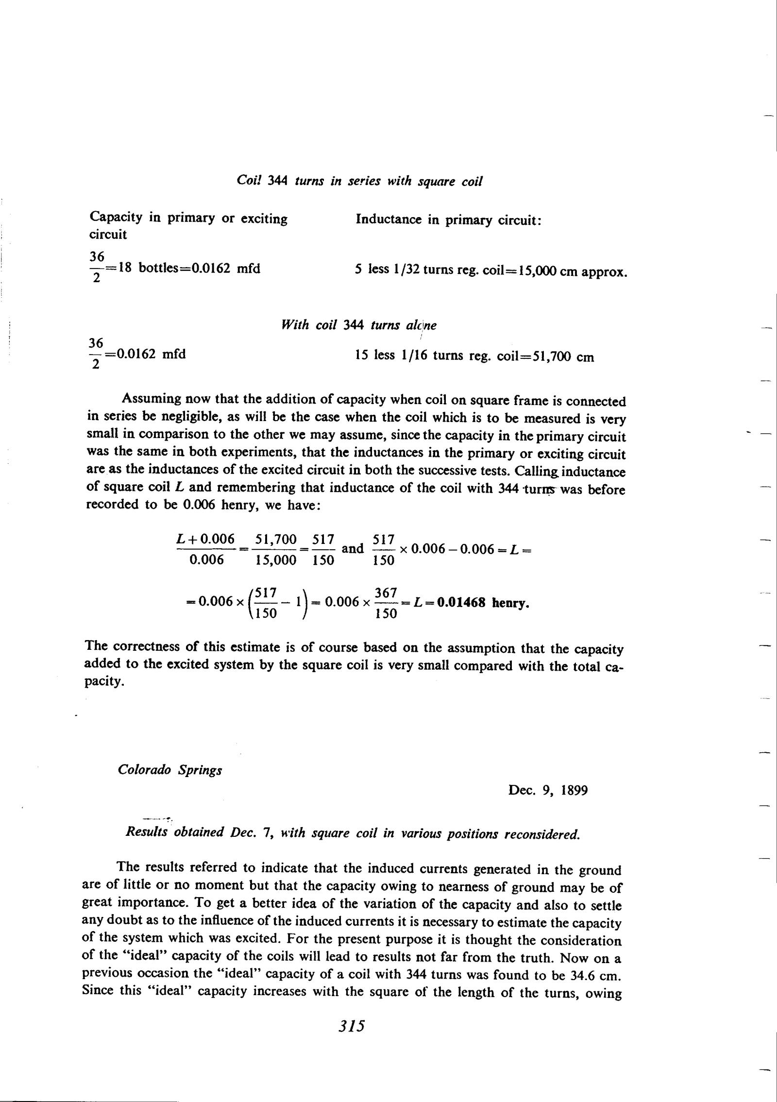 Nikola Tesla: Colorado Springs Notes, 1899-1900 - Page 315 | Tesla Universe