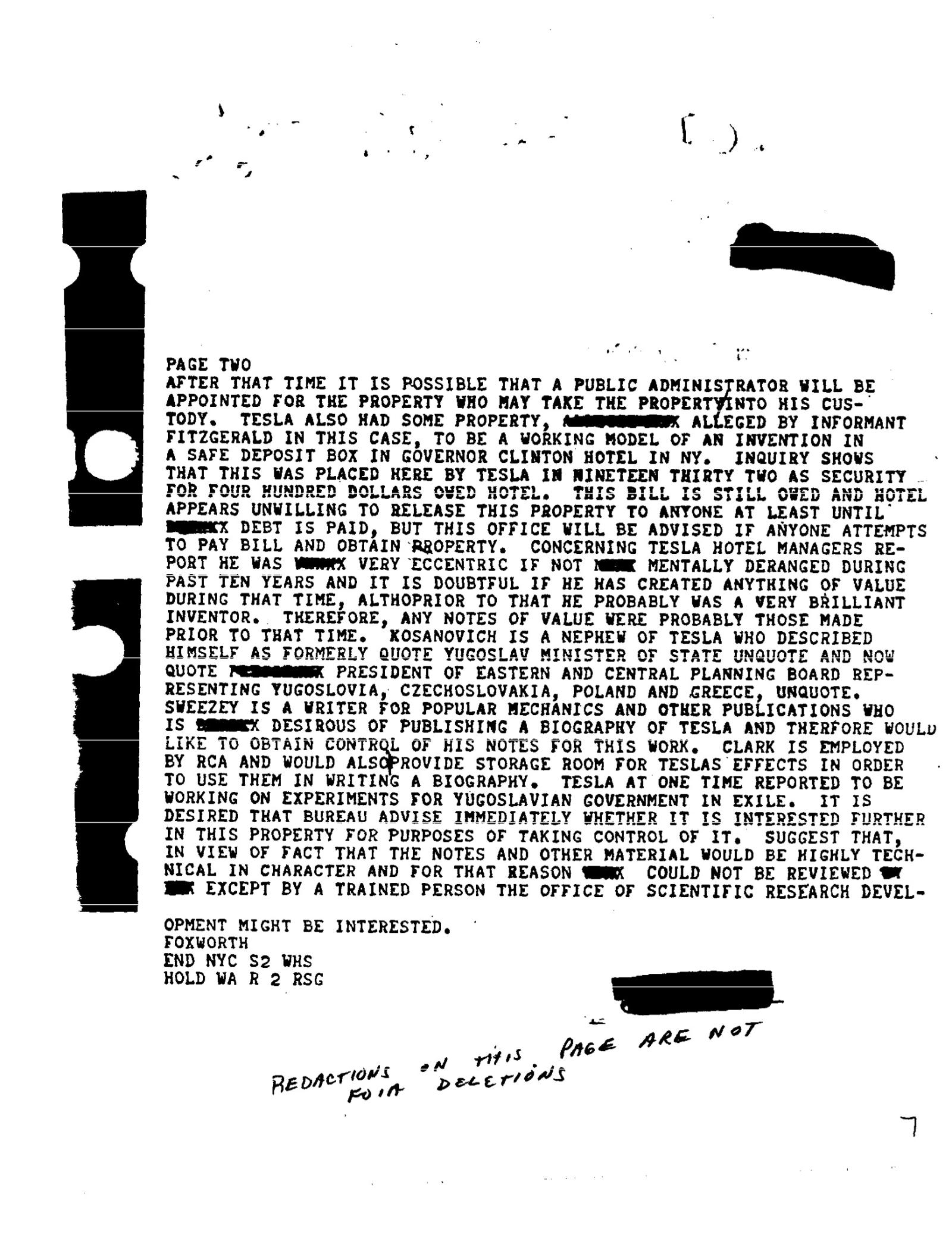 Nikola Tesla FBI Files - Page 7 | Tesla Universe
