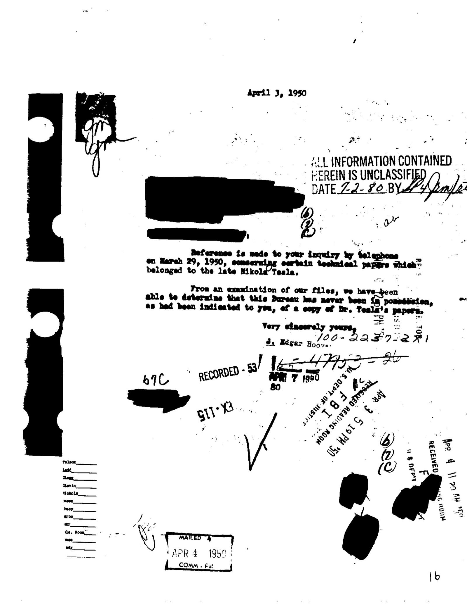 Nikola Tesla FBI Files - Page 16 | Tesla Universe