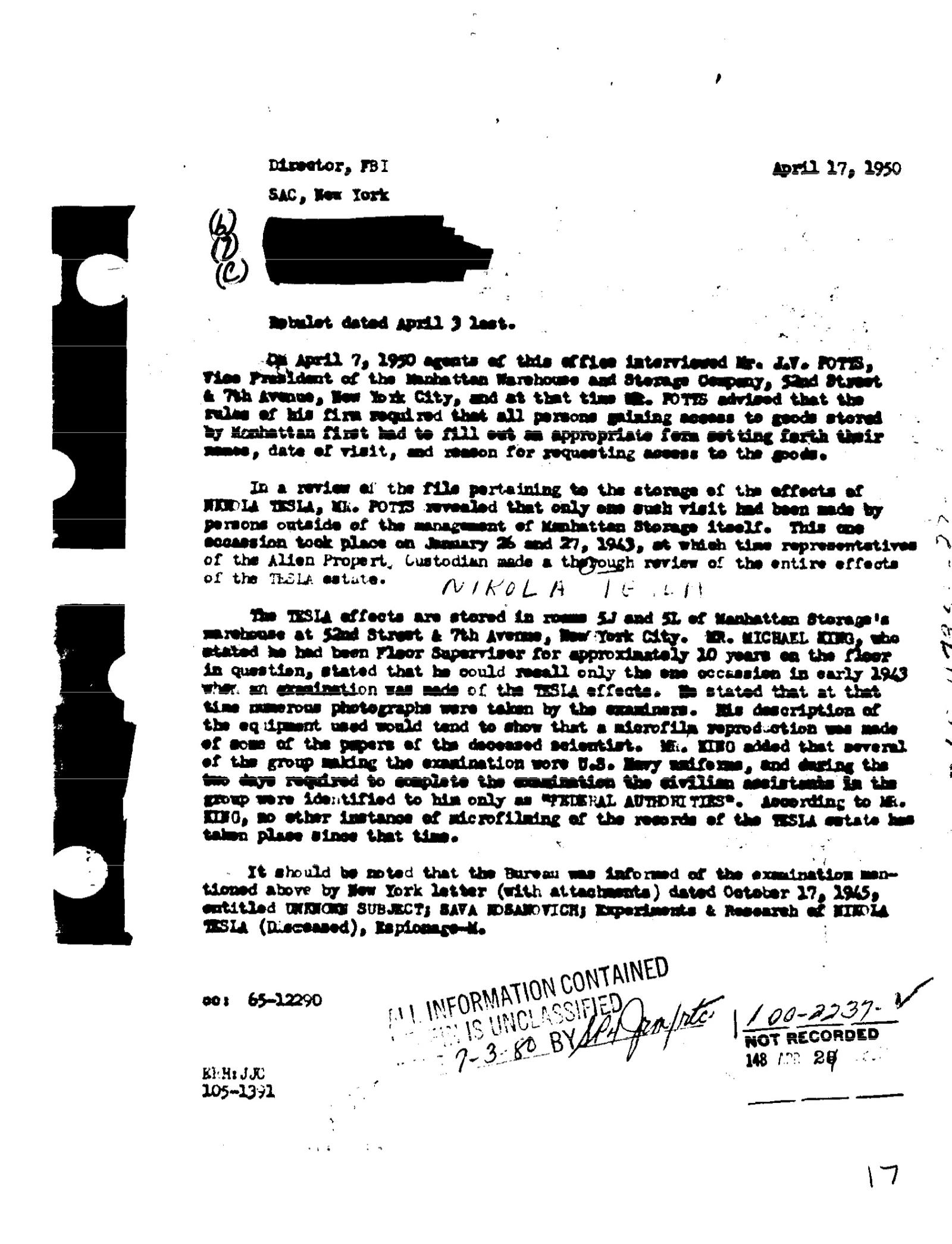 Nikola Tesla FBI Files - Page 17 | Tesla Universe