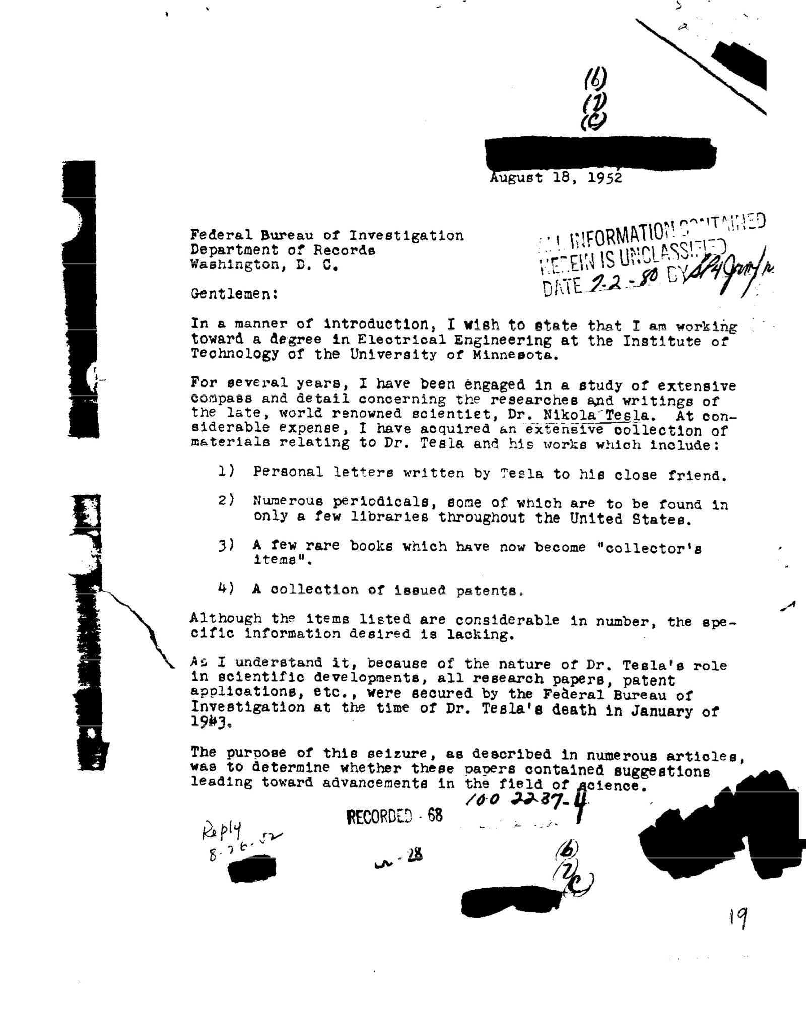 Nikola Tesla FBI Files - Page 19 | Tesla Universe