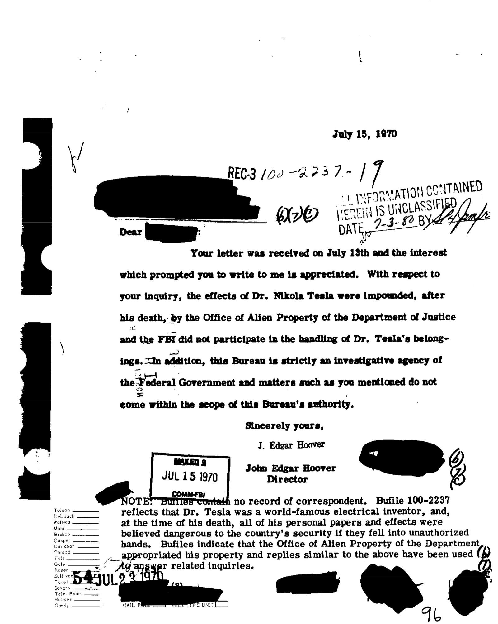 Nikola Tesla FBI Files - Page 96 | Tesla Universe