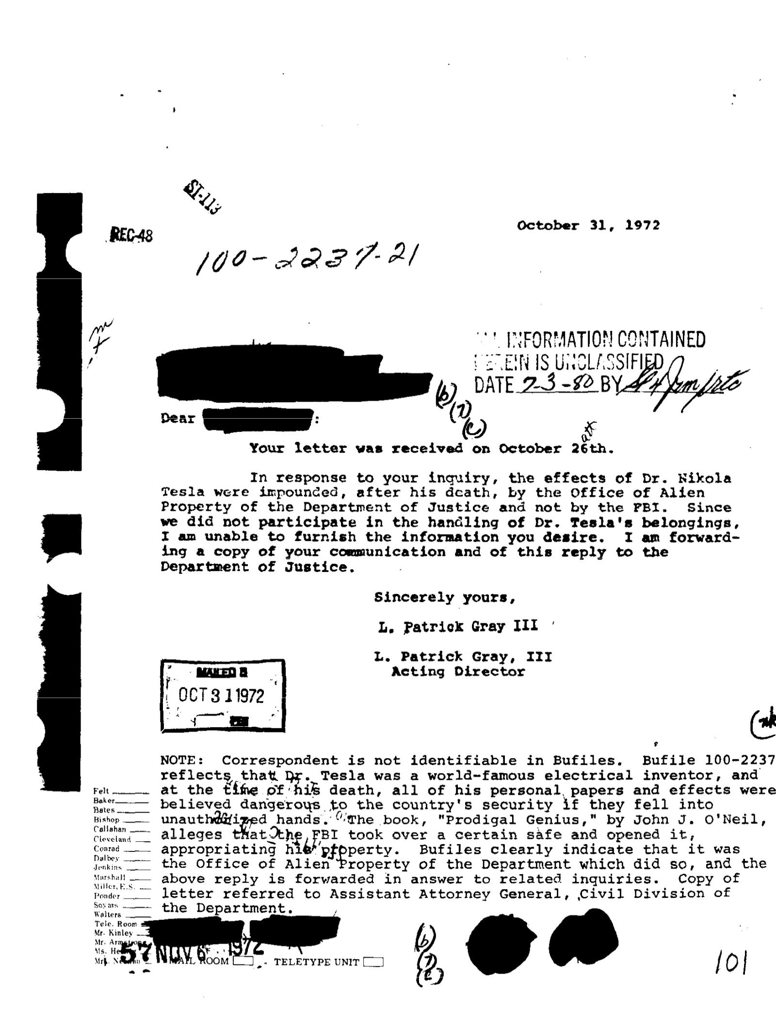 Nikola Tesla FBI Files - Page 101 | Tesla Universe