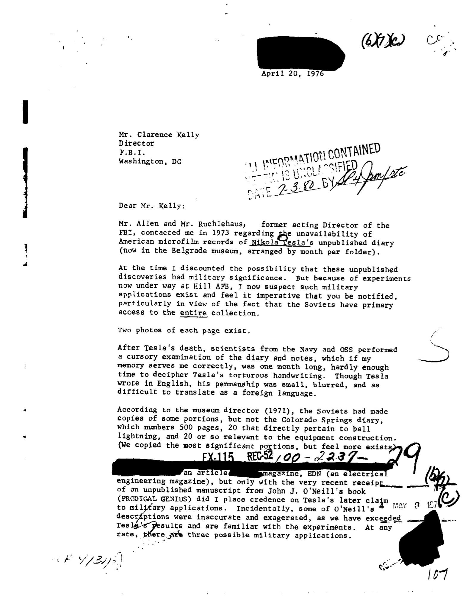 Nikola Tesla FBI Files - Page 107 | Tesla Universe