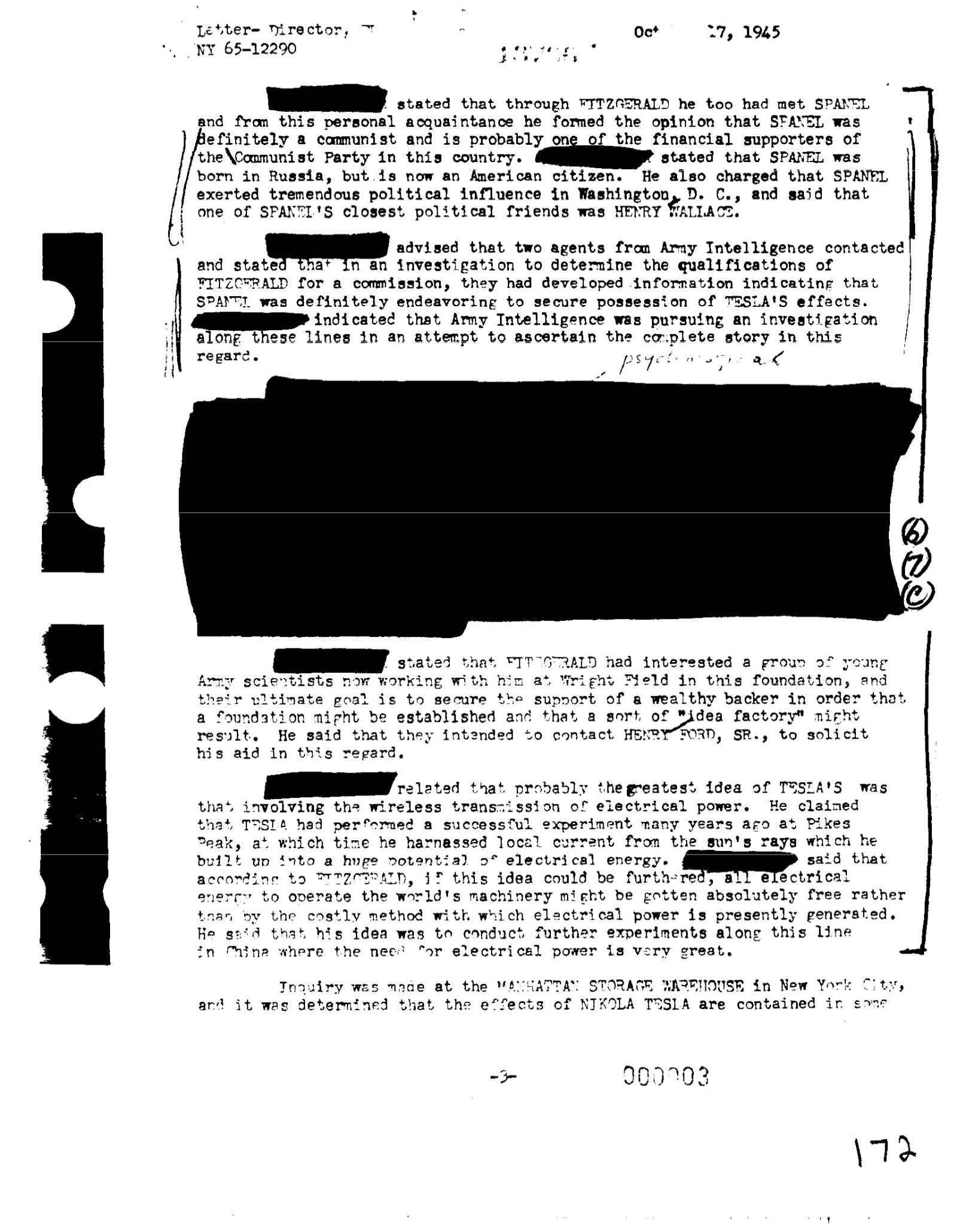 Nikola Tesla FBI Files - Page 172 | Tesla Universe