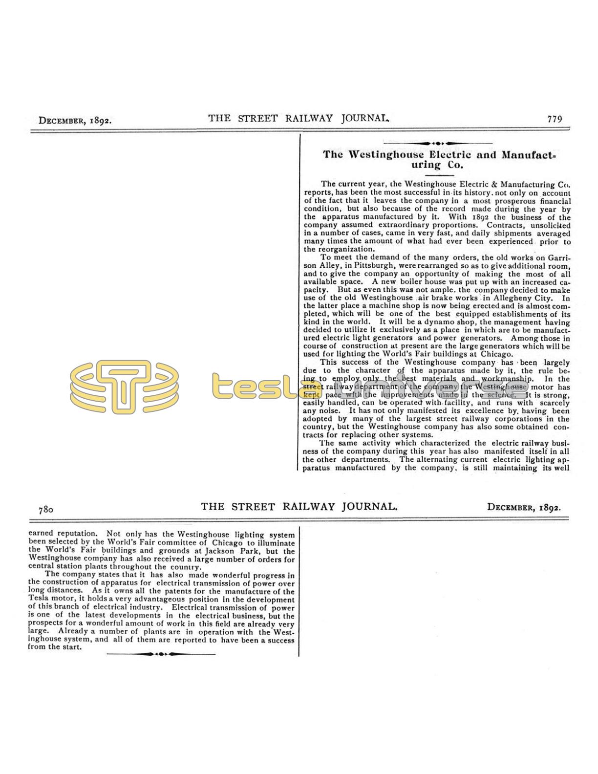 The Westinghouse Electric and Manufacturing Co. | Tesla Universe