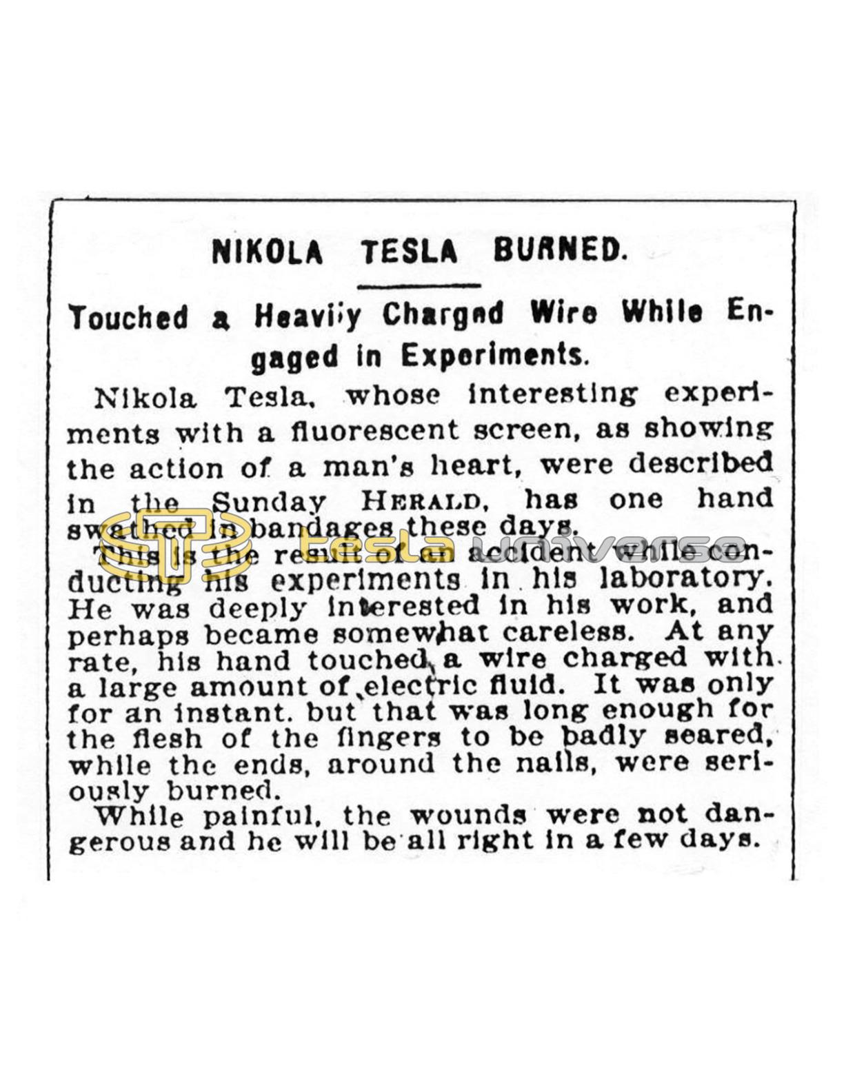 Nikola Tesla Burned | Tesla Universe