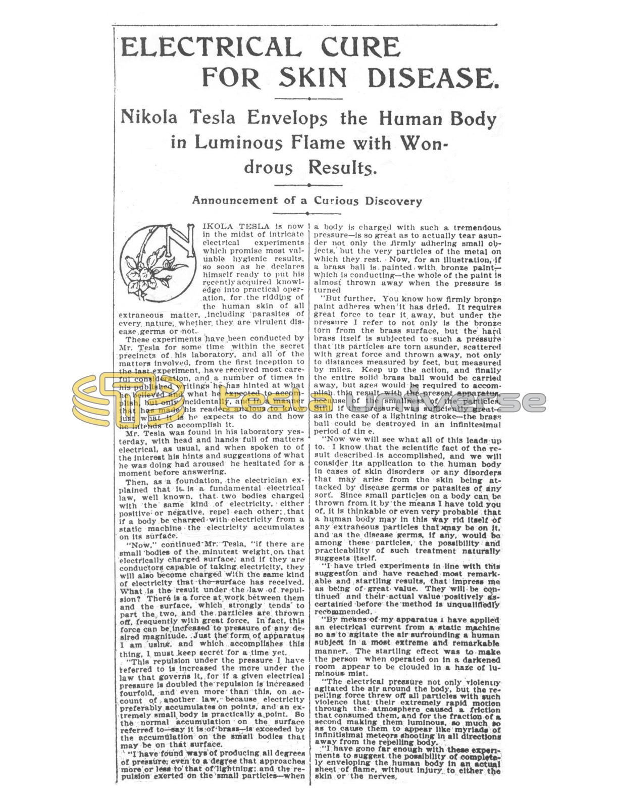 Electrical Cure for Skin Disease | Tesla Universe