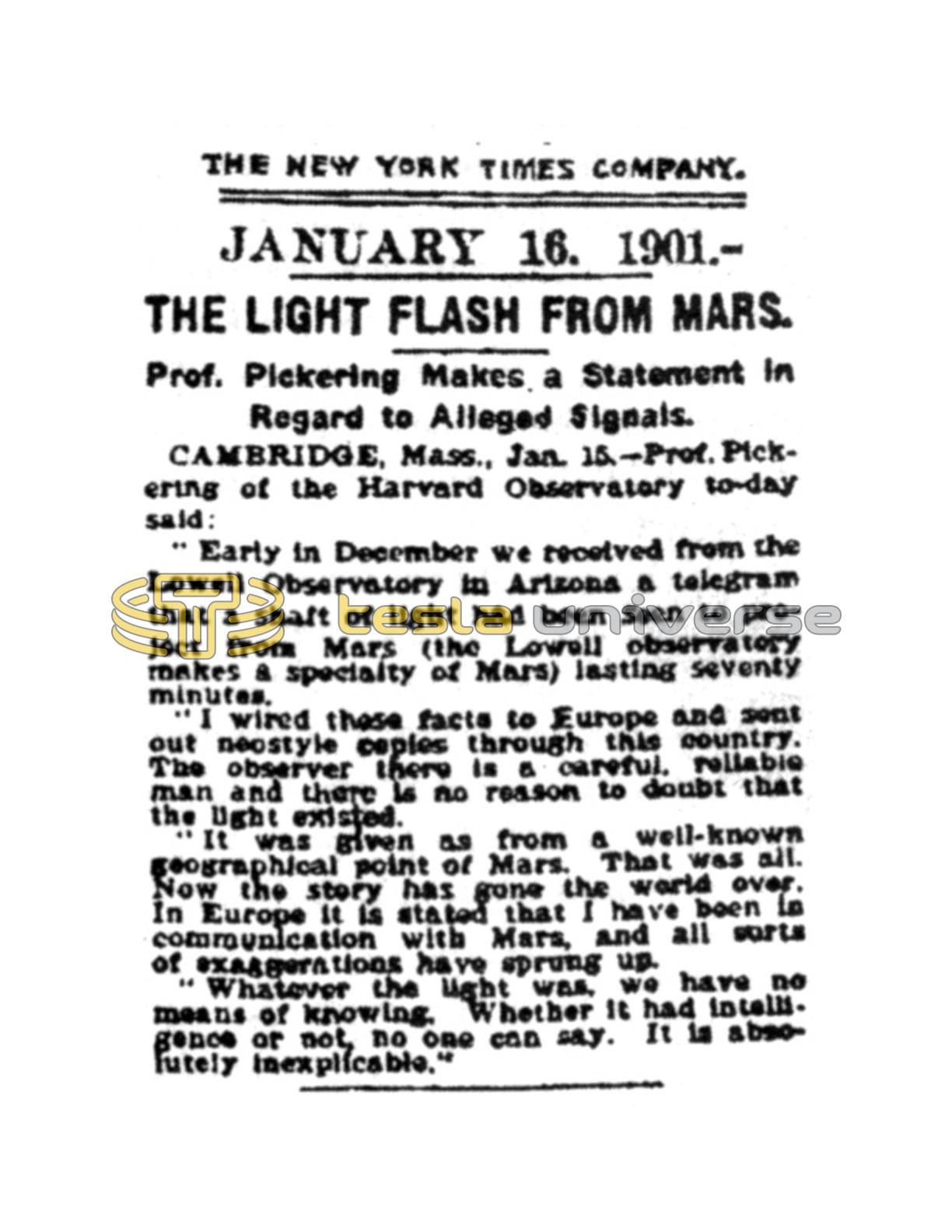 The Light Flash From Mars | Tesla Universe
