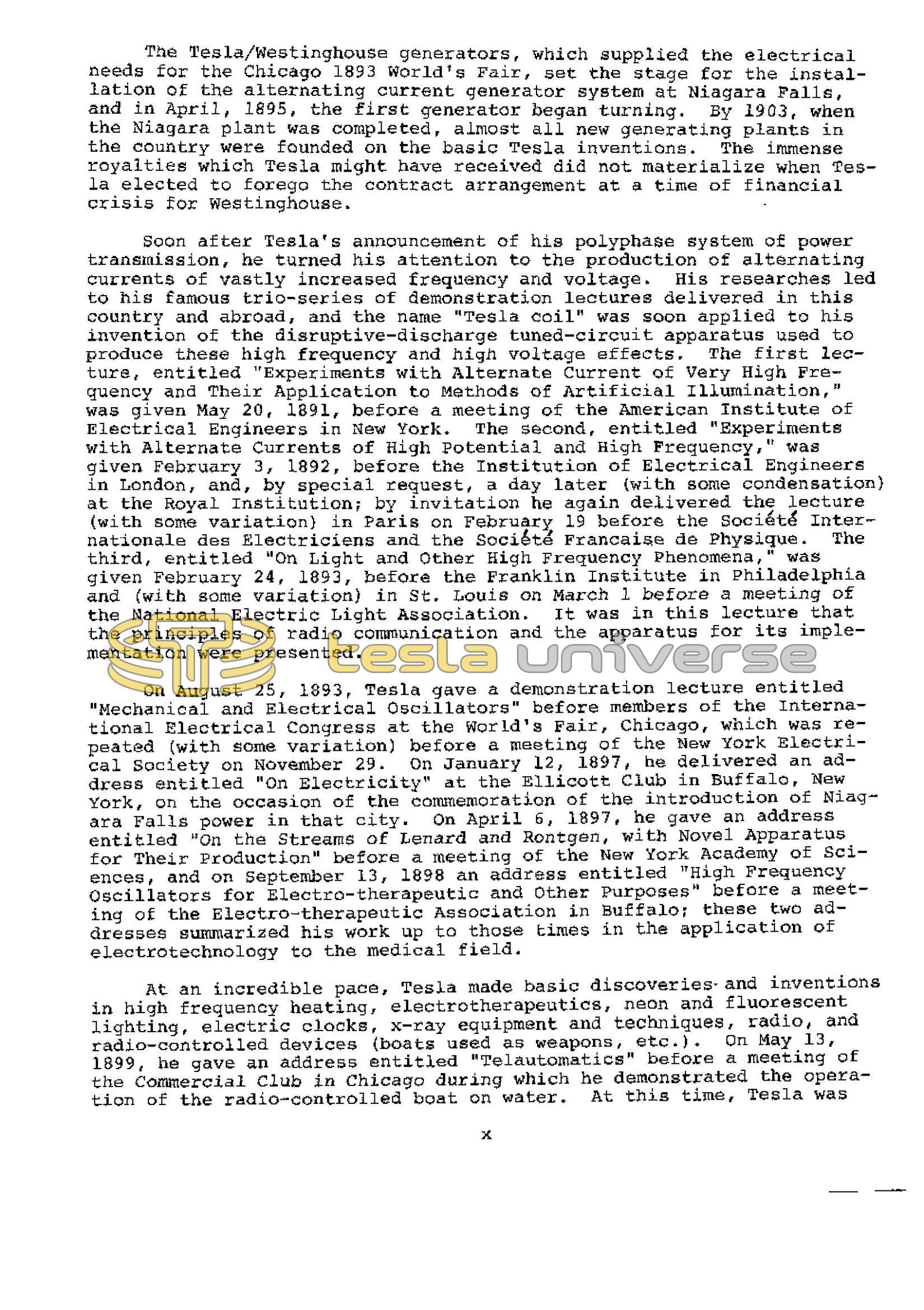 Dr. Nikola Tesla Bibliography - Page x | Tesla Universe