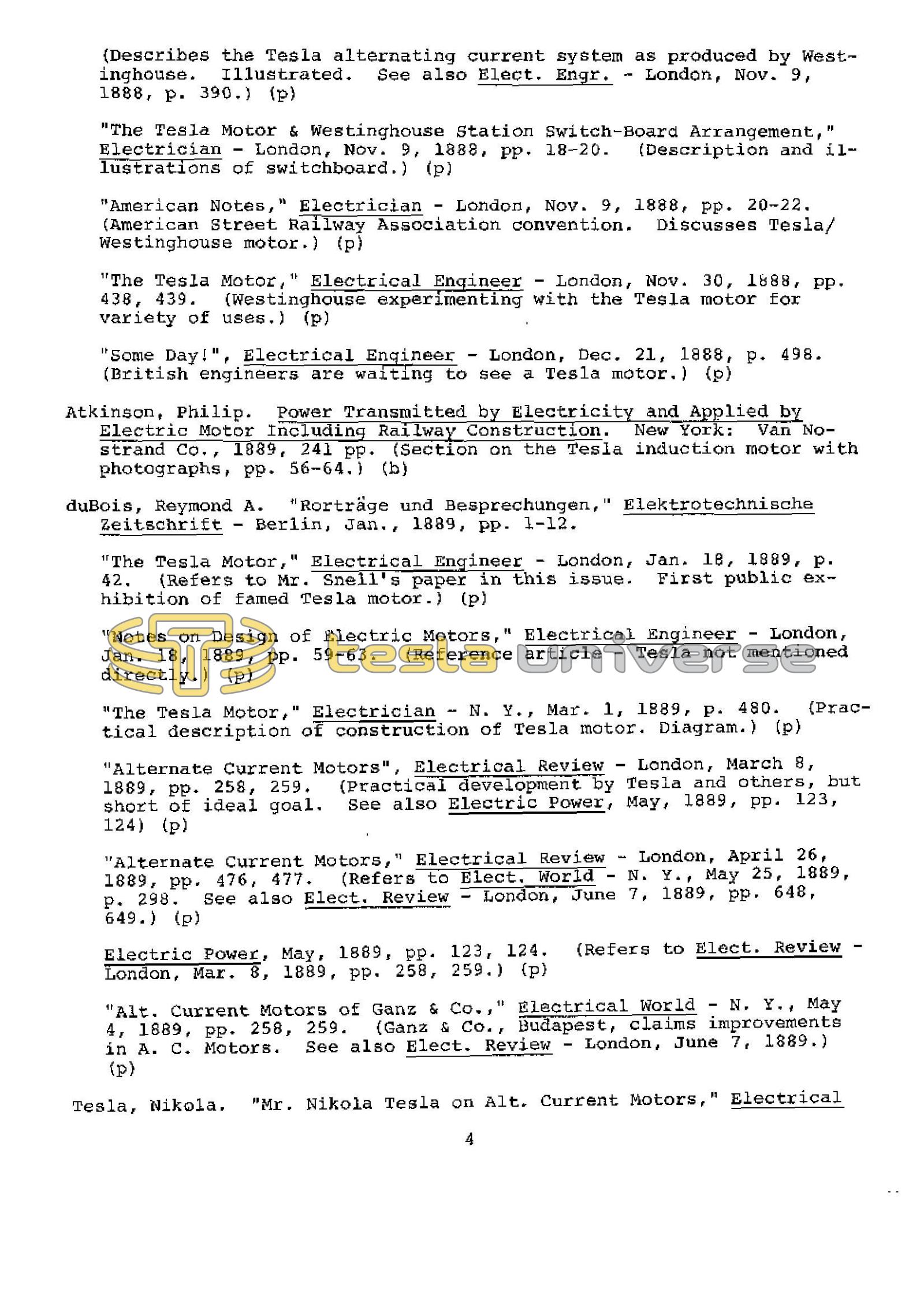 Dr. Nikola Tesla Bibliography - Page 4 | Tesla Universe