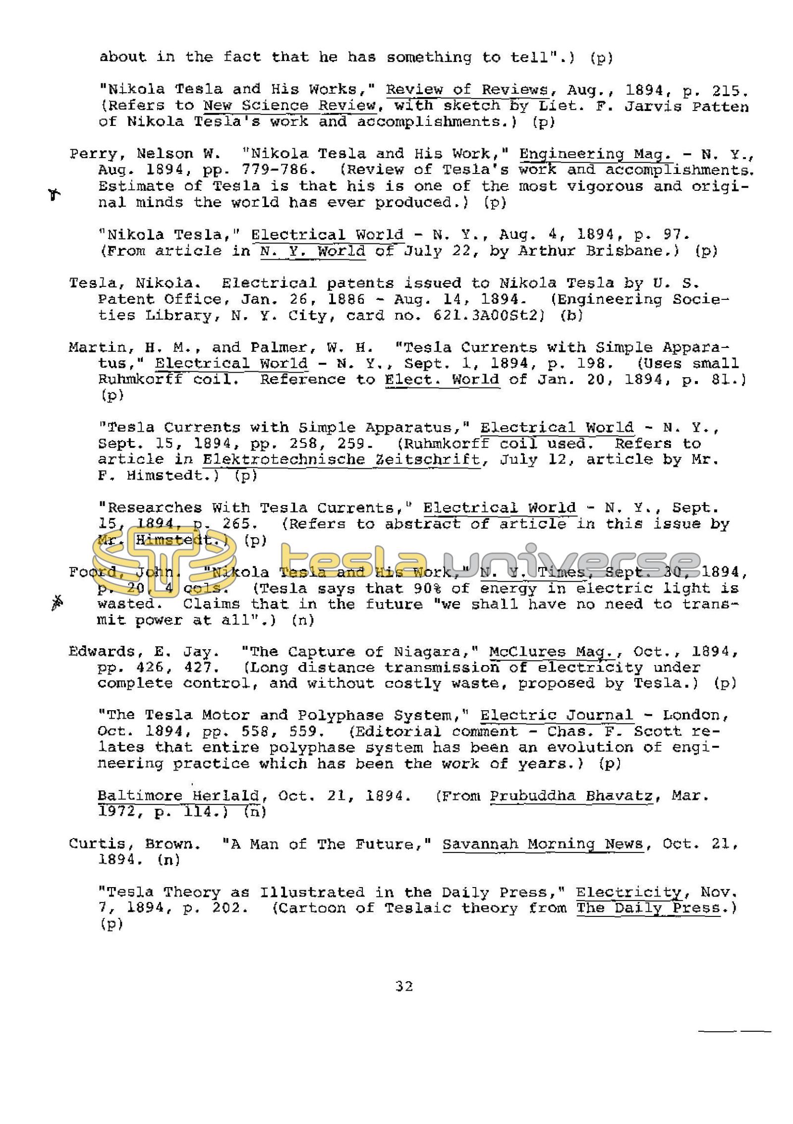 Dr. Nikola Tesla Bibliography - Page 32 | Tesla Universe