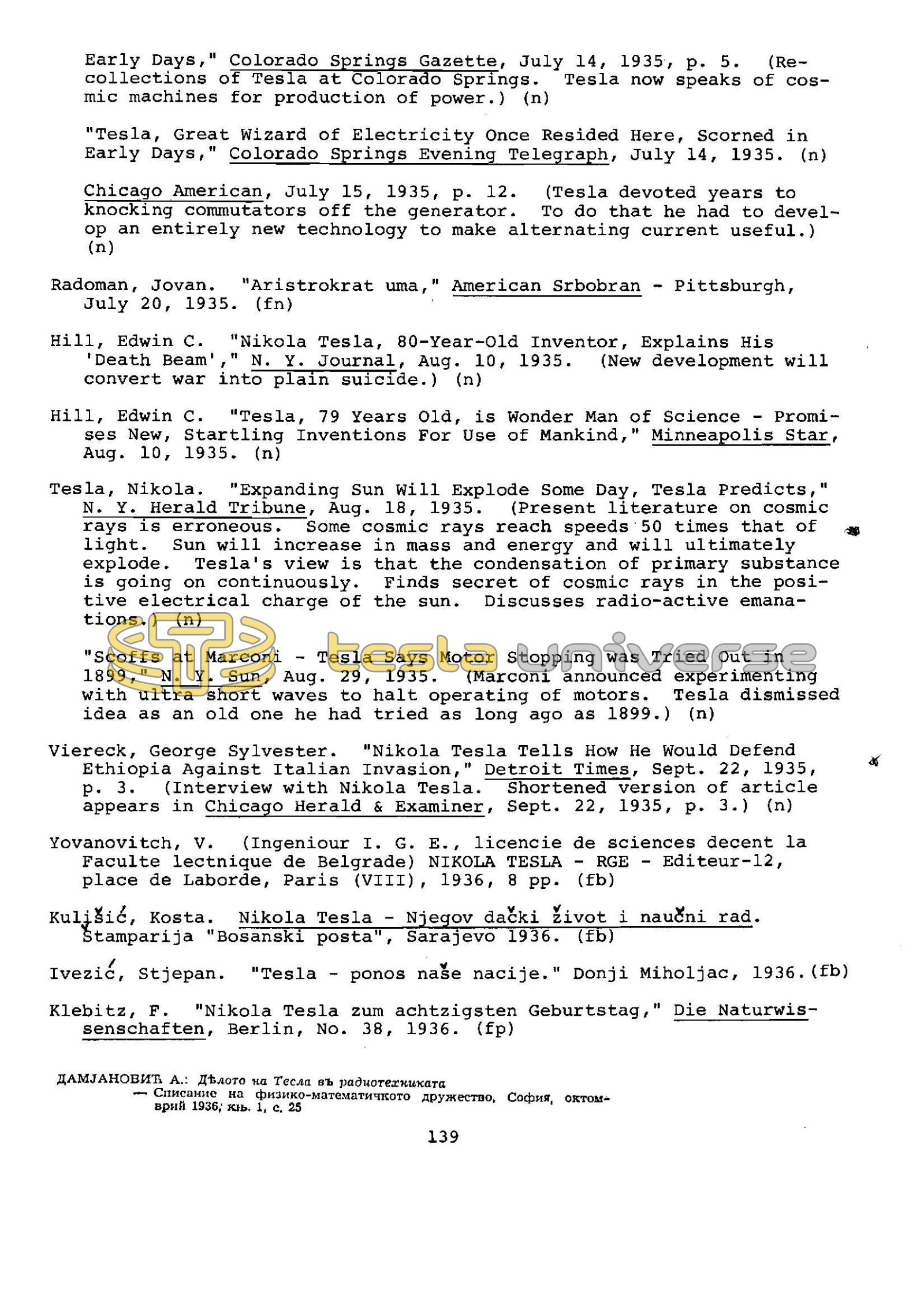 Dr. Nikola Tesla Bibliography - Page 139 | Tesla Universe