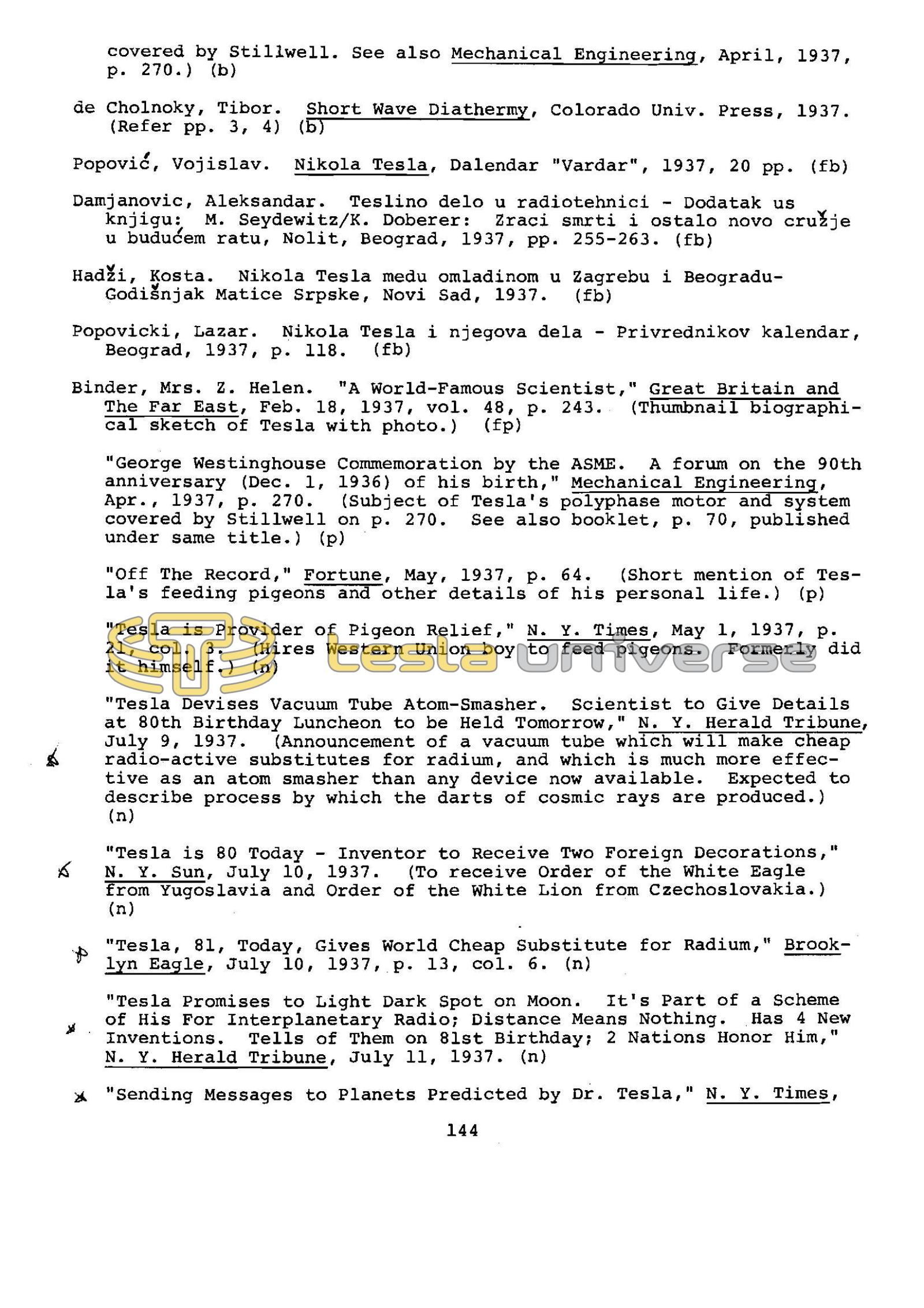 Dr. Nikola Tesla Bibliography - Page 144 | Tesla Universe