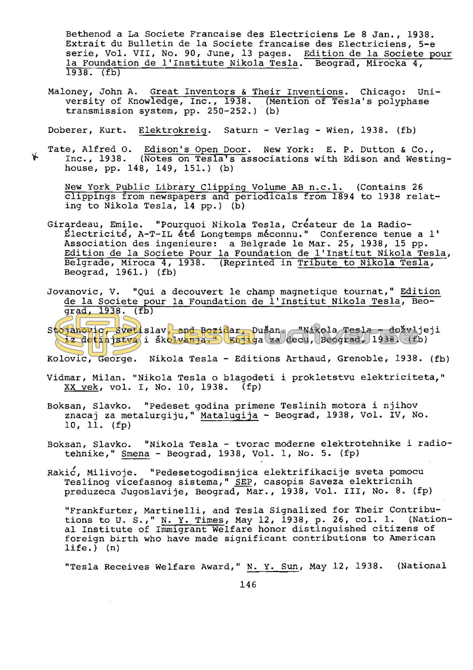 Dr. Nikola Tesla Bibliography - Page 146 | Tesla Universe