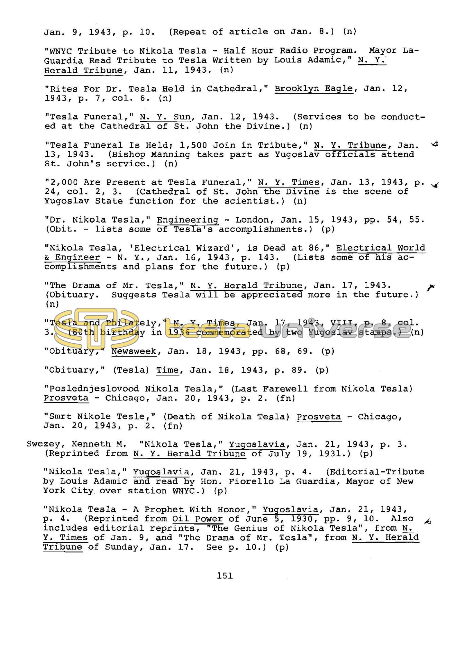 Dr. Nikola Tesla Bibliography - Page 151 | Tesla Universe