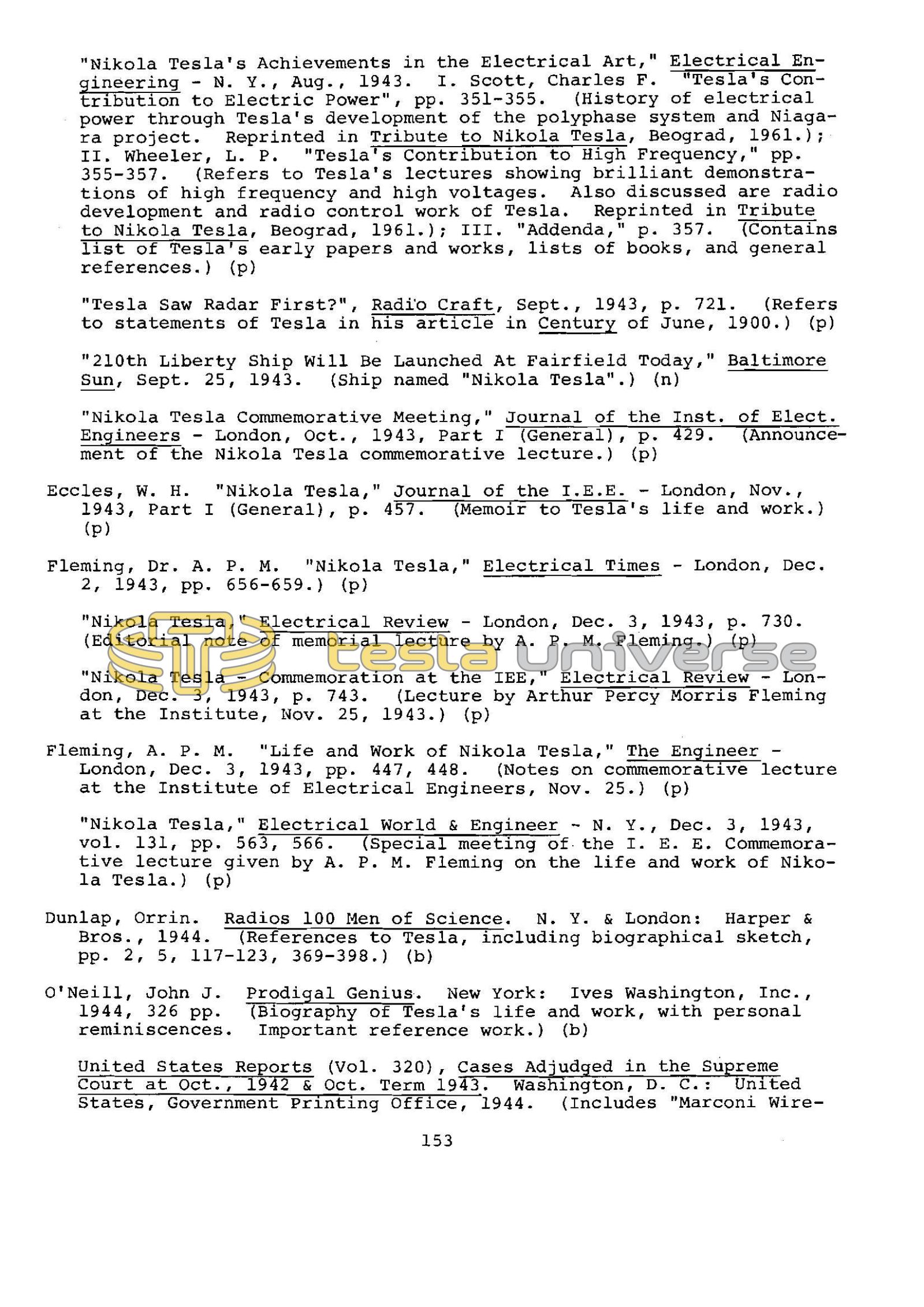 Dr. Nikola Tesla Bibliography - Page 153 | Tesla Universe