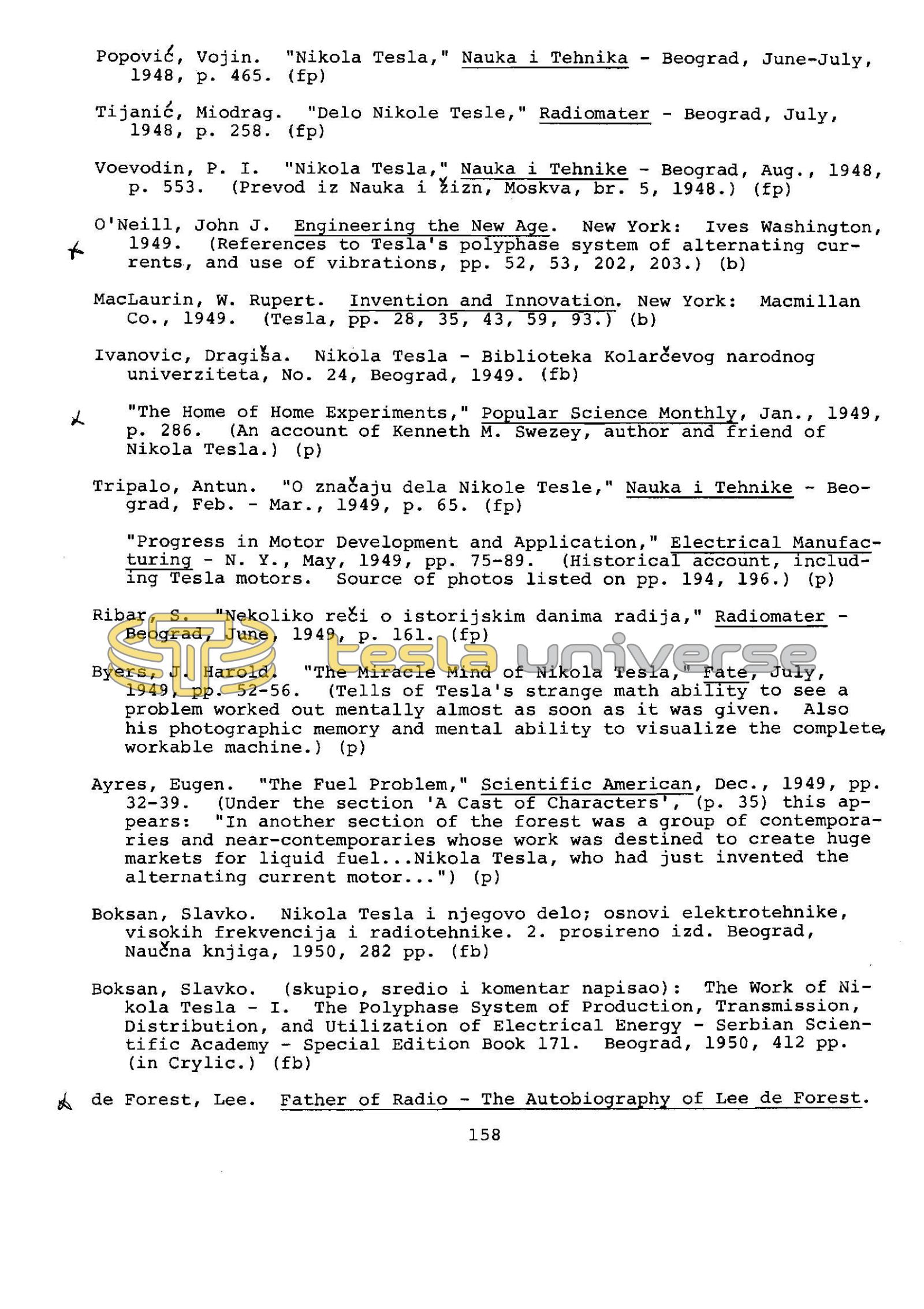 Dr. Nikola Tesla Bibliography - Page 158 | Tesla Universe