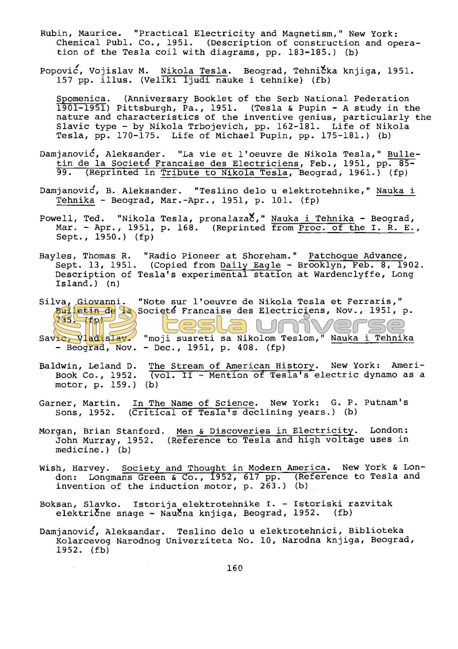 Dr. Nikola Tesla Bibliography - Page 160 | Tesla Universe