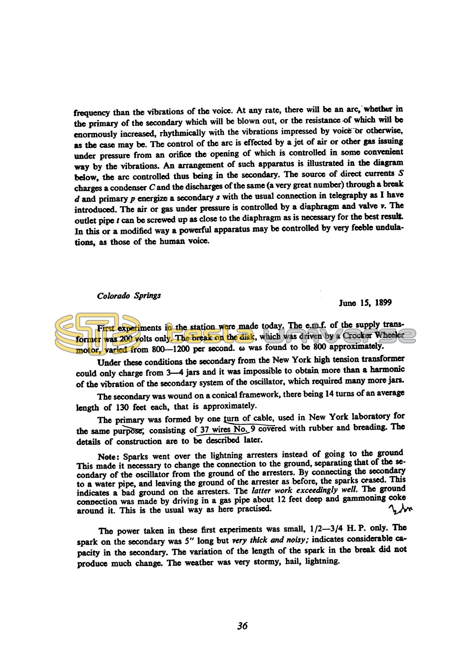 Nikola Tesla: Colorado Springs Notes, 1899-1900 - Page 36 | Tesla Universe