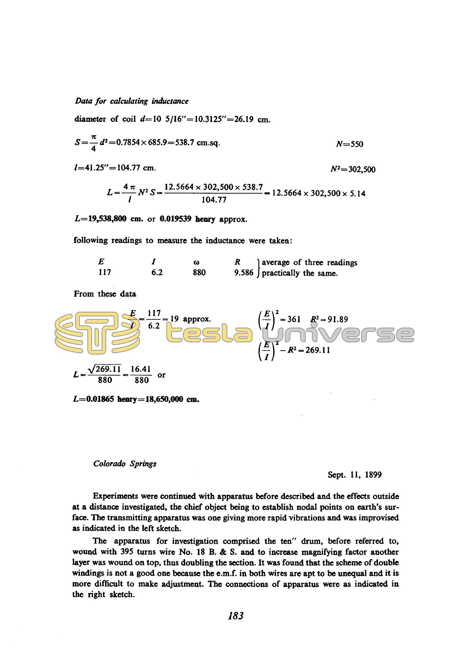 Nikola Tesla: Colorado Springs Notes, 1899-1900 - Page 183 | Tesla Universe
