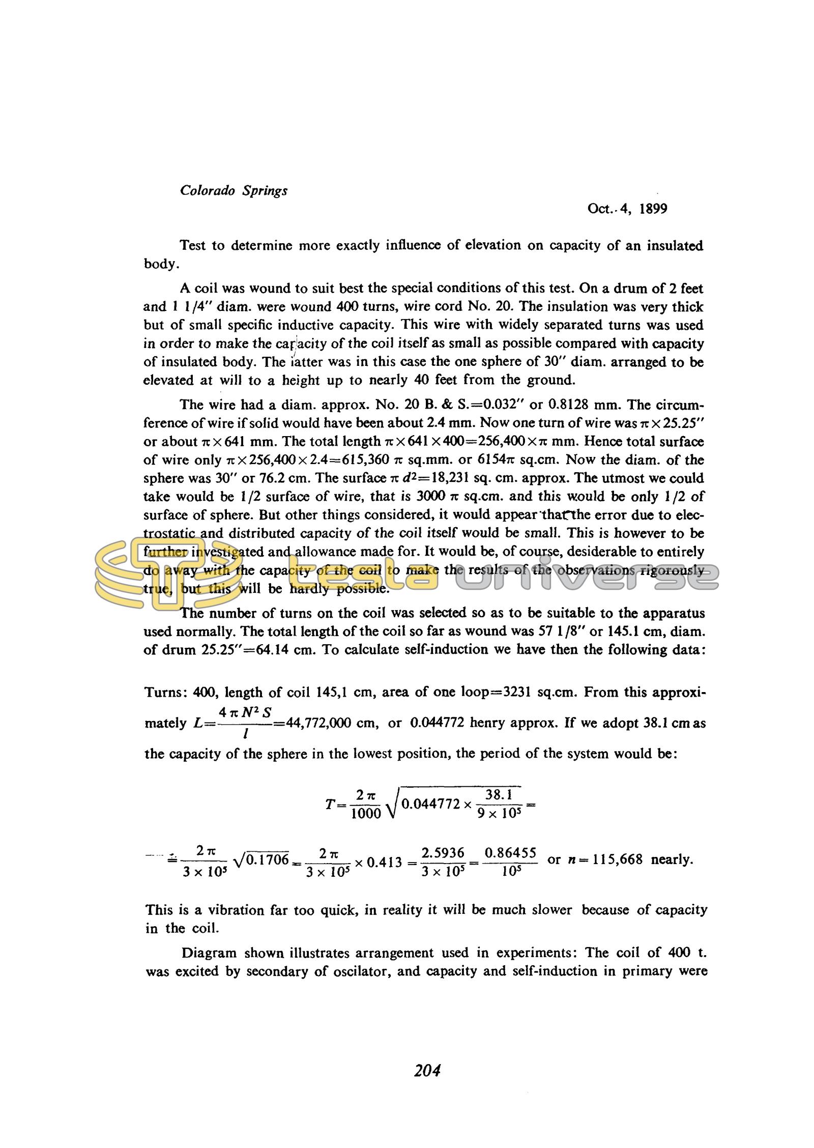 Nikola Tesla: Colorado Springs Notes, 1899-1900 - Page 204 | Tesla Universe