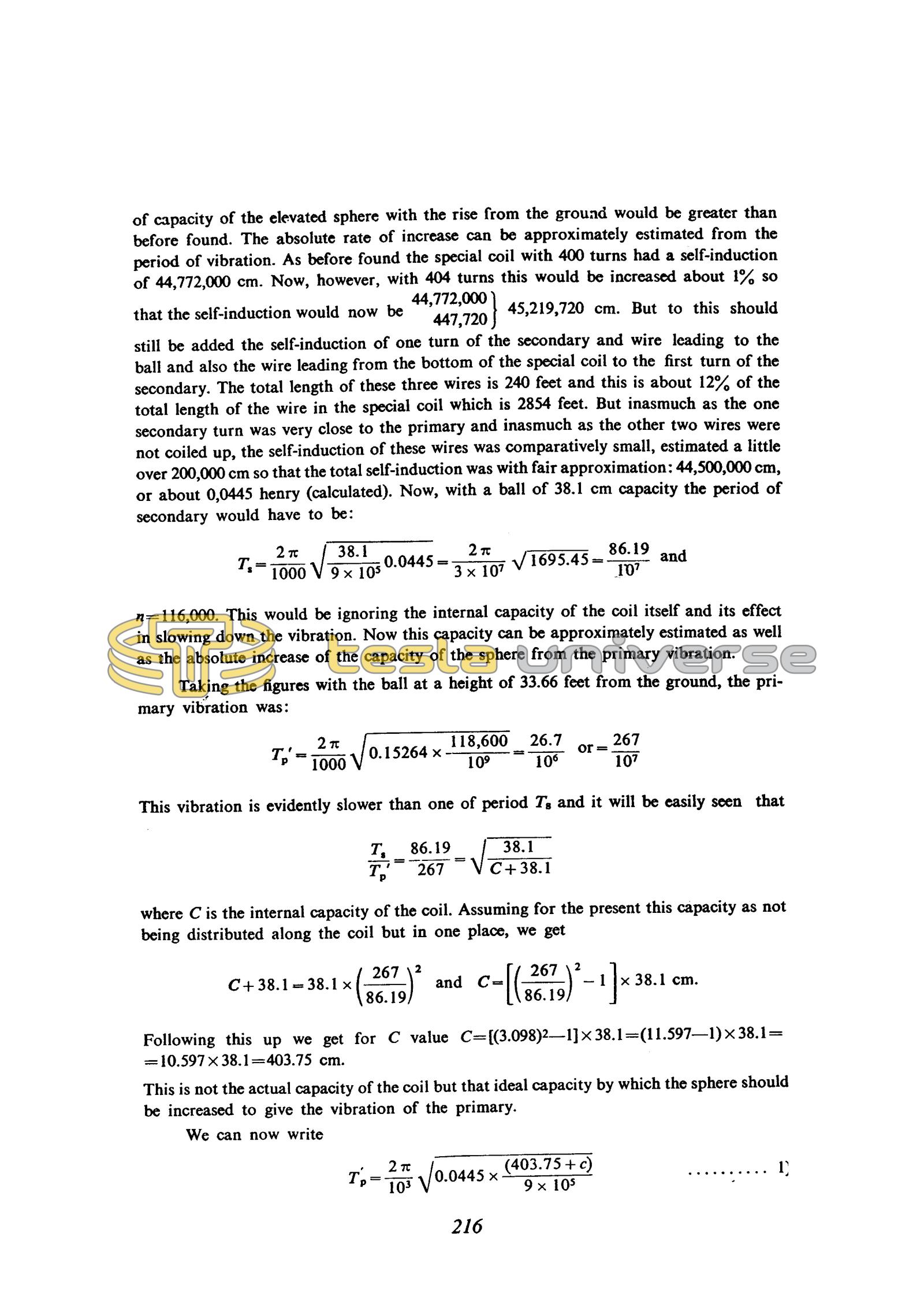 Nikola Tesla: Colorado Springs Notes, 1899-1900 - Page 216 | Tesla Universe