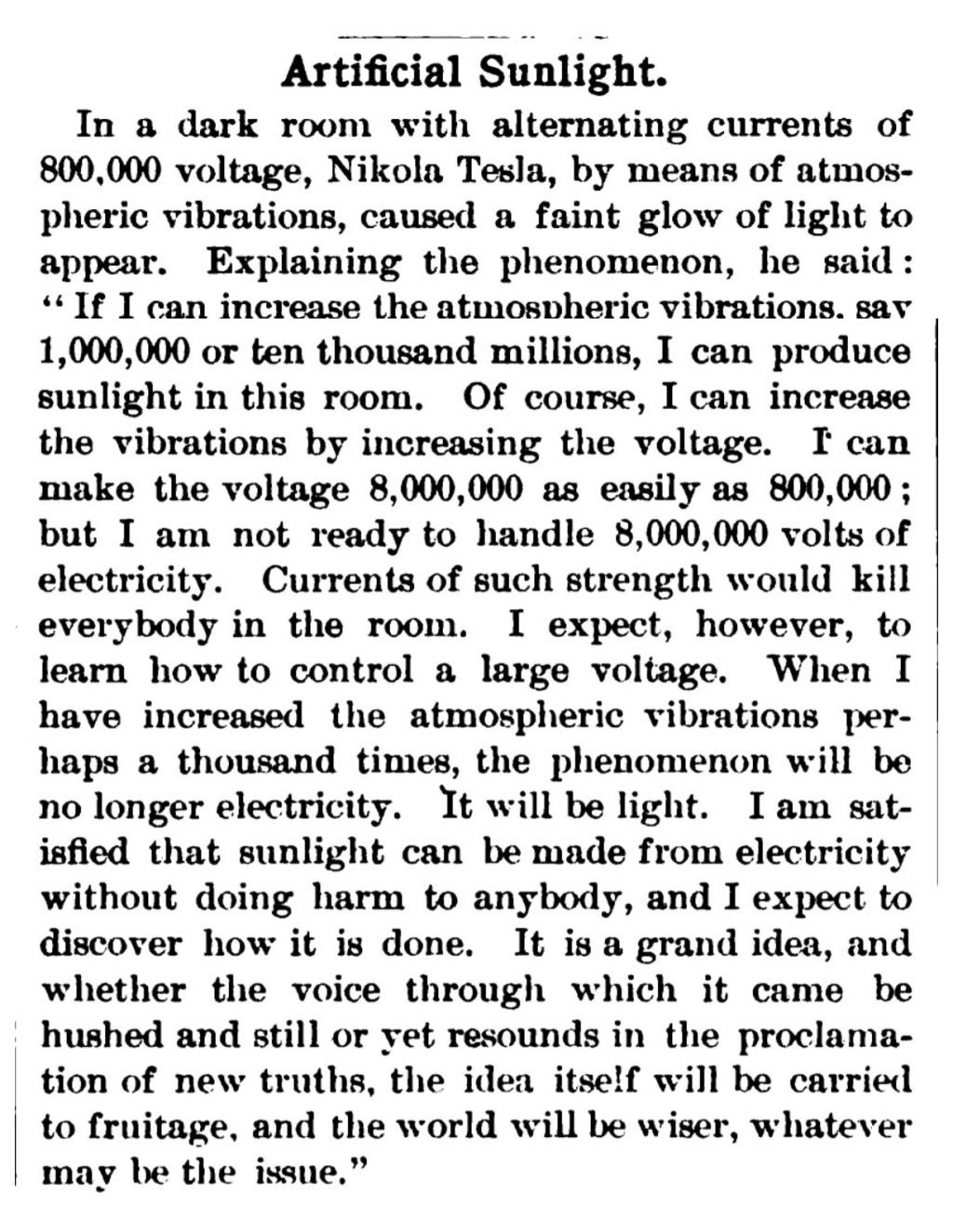 Artificial Sunlight | Tesla Universe