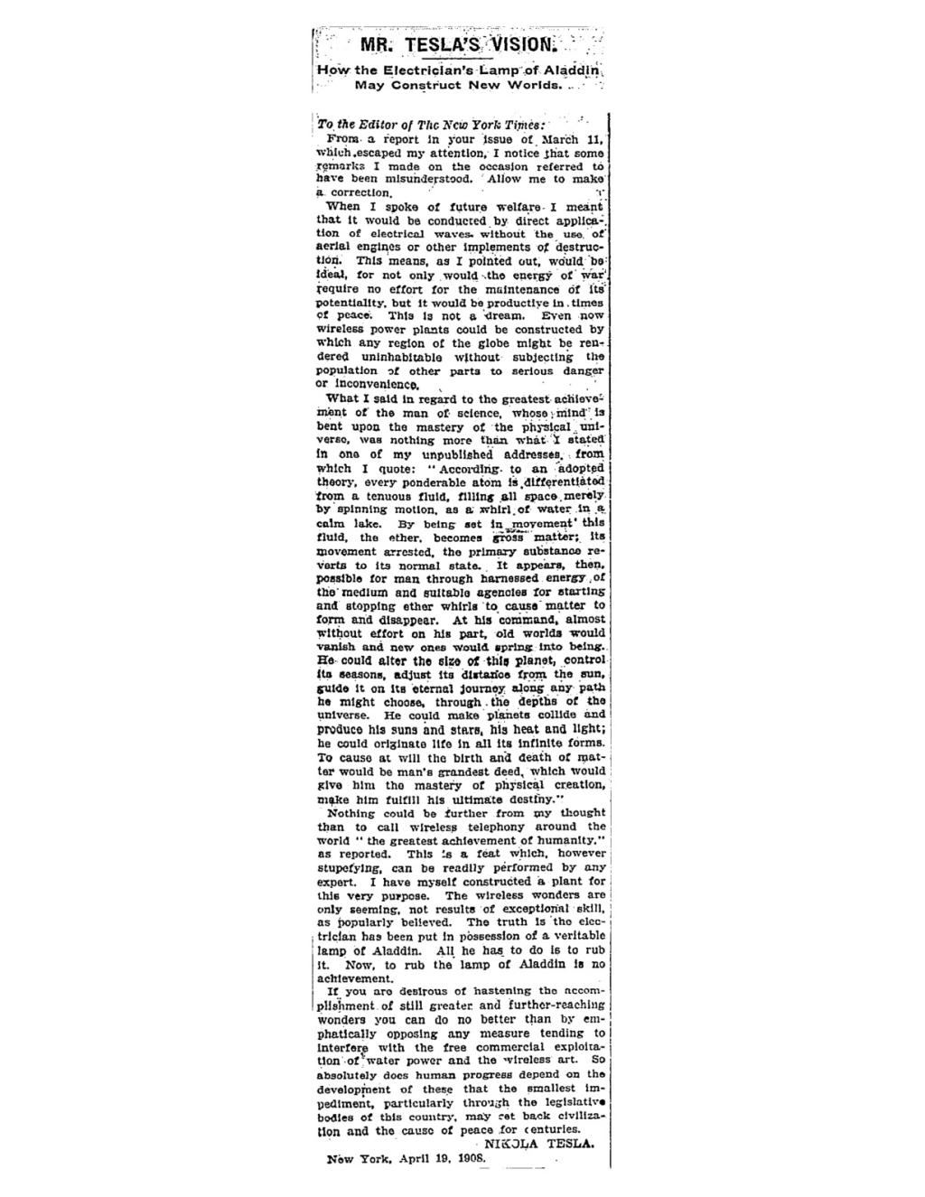 Mr. Tesla's Vision | Tesla Universe