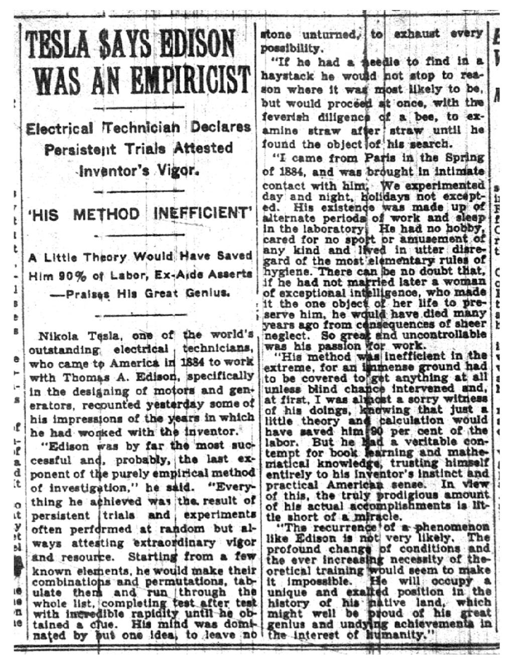 Tesla Says Edison Was an Empiricist | Tesla Universe