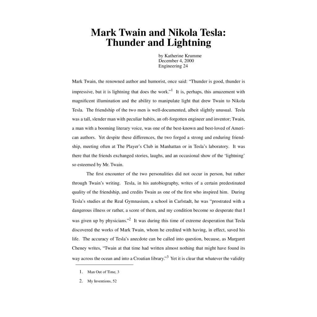 Mark Twain and Nikola Tesla: Thunder and Lightning | Tesla Universe
