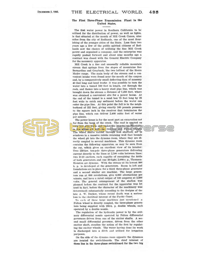 The First Three-Phase Transmission Plant in the United States | Tesla ...