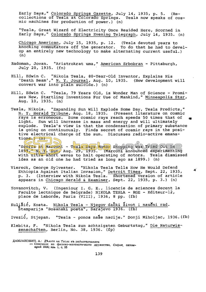 Dr. Nikola Tesla Bibliography - Page 139 | Tesla Universe