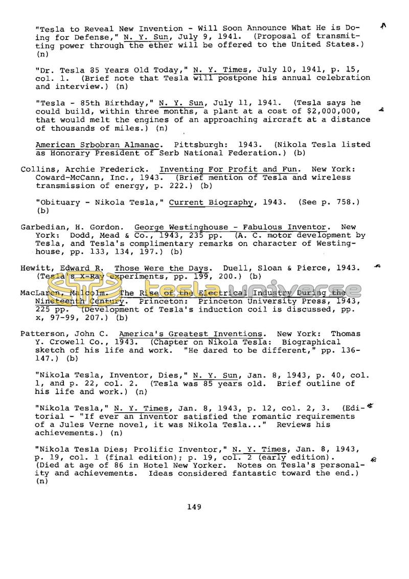 Dr. Nikola Tesla Bibliography - Page 149 | Tesla Universe