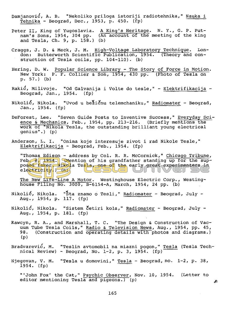 Dr. Nikola Tesla Bibliography - Page 165 | Tesla Universe