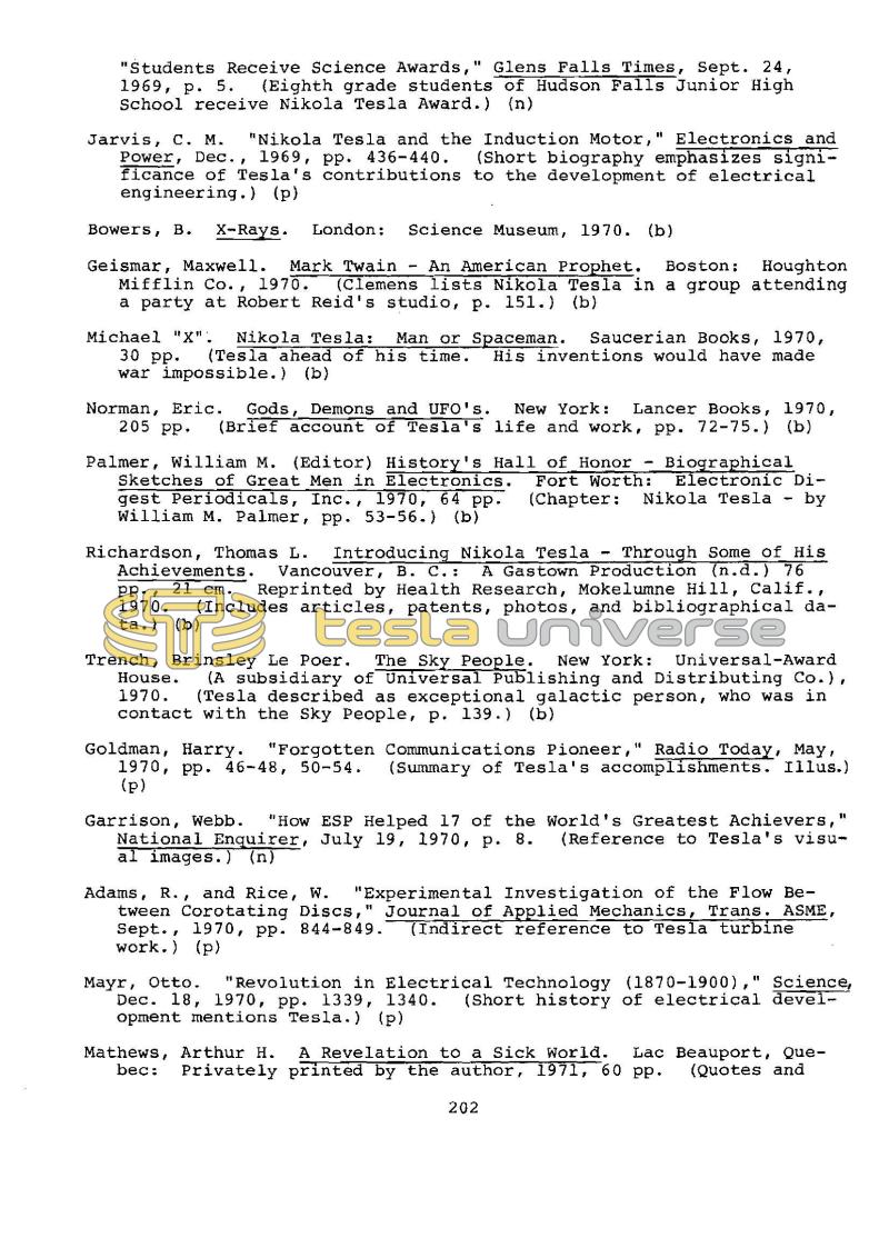 Dr. Nikola Tesla Bibliography - Page 202 | Tesla Universe
