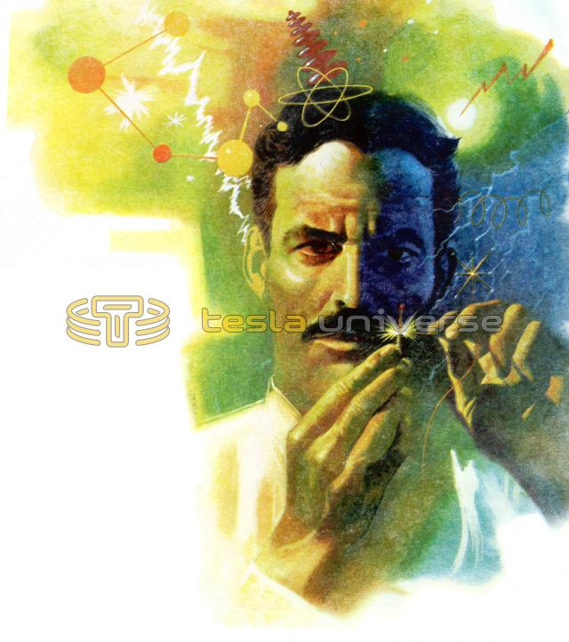 Illustration of Nikola Tesla sparking wires | Tesla Universe