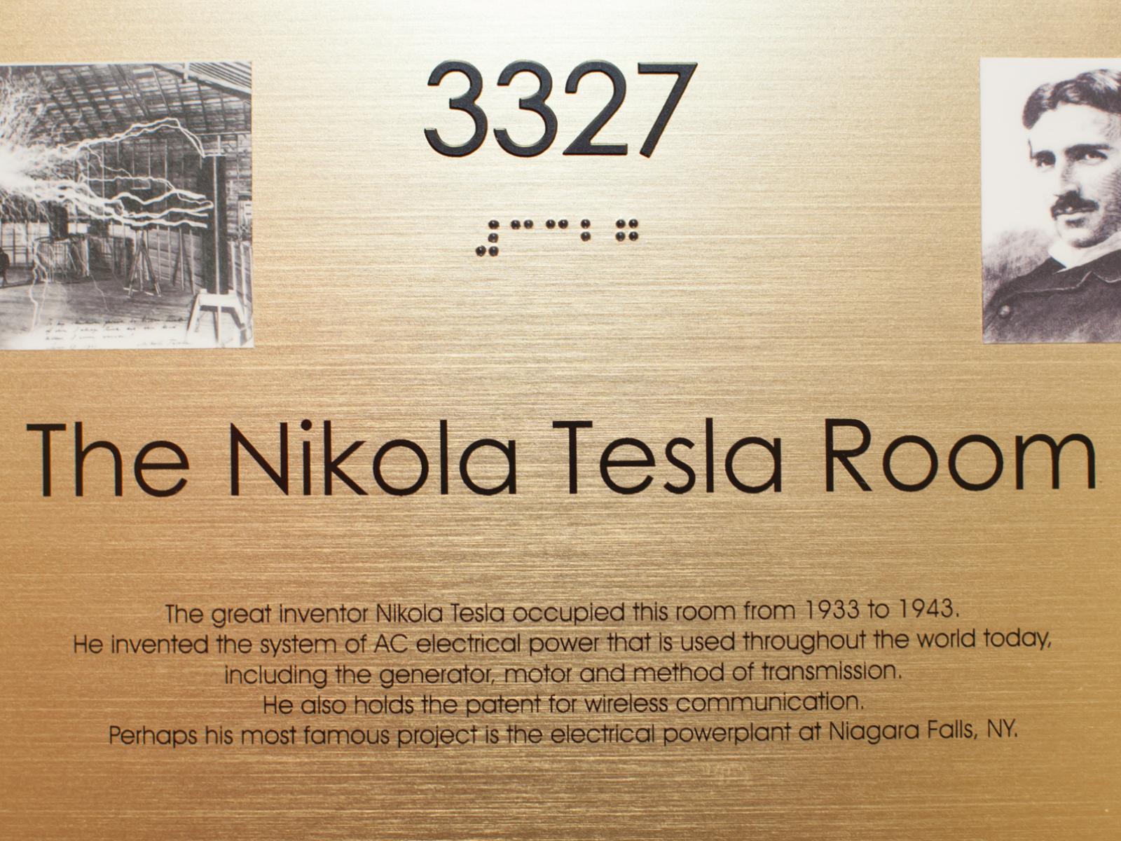 Commemorative Plaques At The New Yorker Hotel Where Tesla Lived | Tesla ...