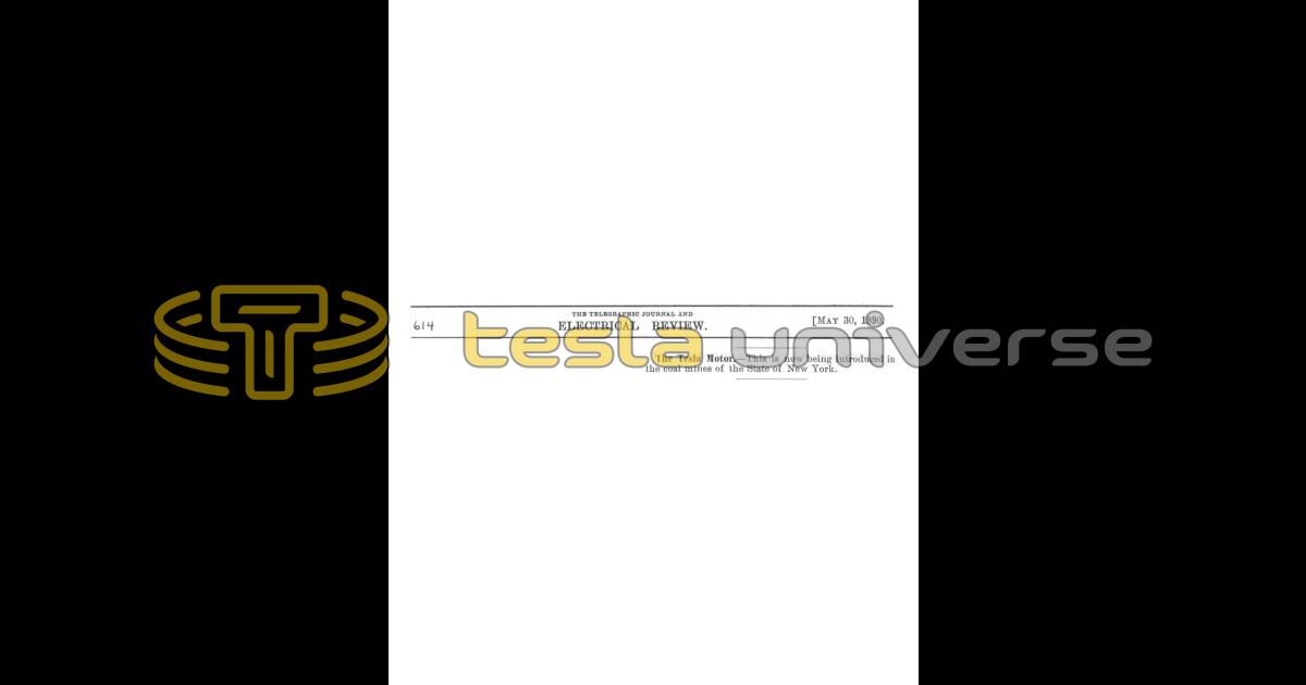 The Tesla Motor - Now in Use in New York Coal Mines | Tesla Universe