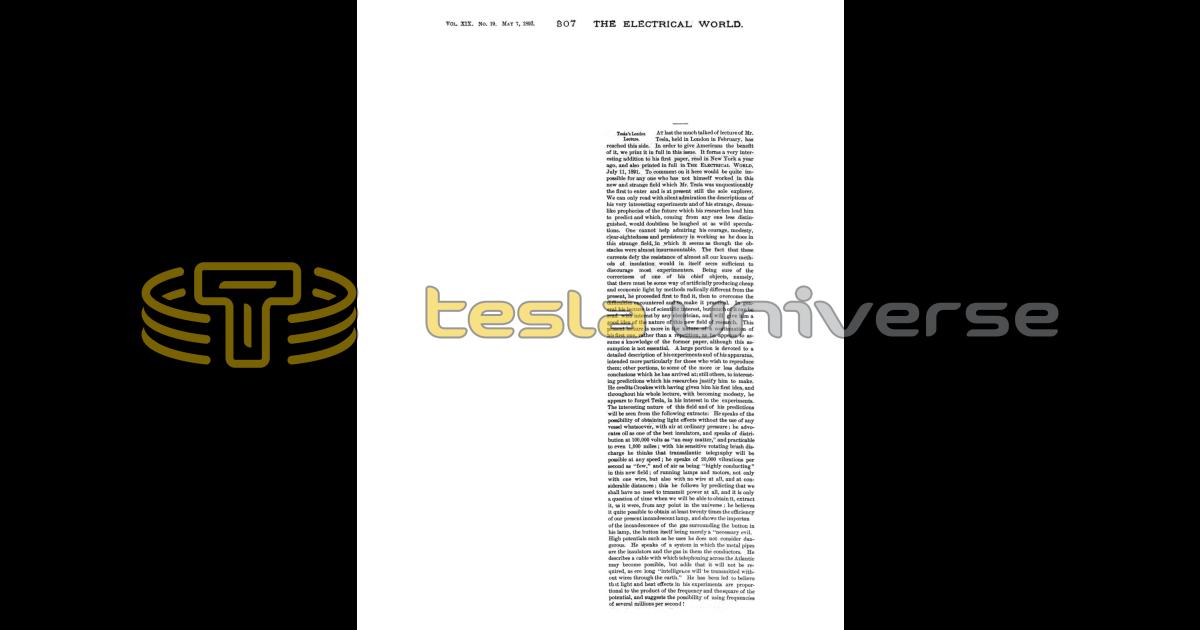 Tesla's London Lecture | Tesla Universe