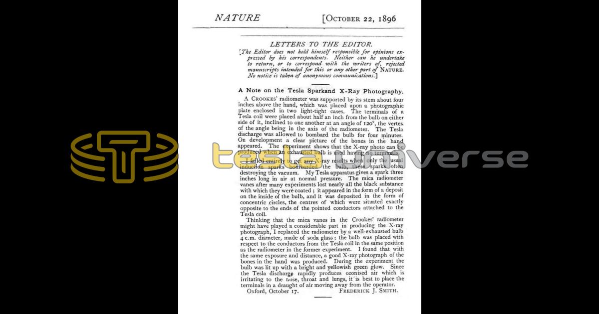 A Note on the Tesla Spark and X-Ray Photography | Tesla Universe