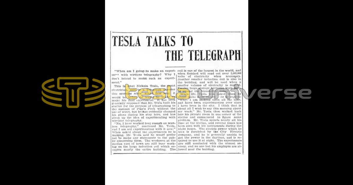 Tesla Talks to the Telegraph | Tesla Universe