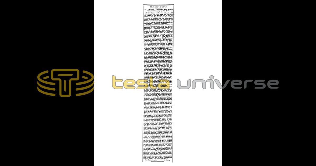 The New Subway - Its Electrical Equipment and System Criticized ...