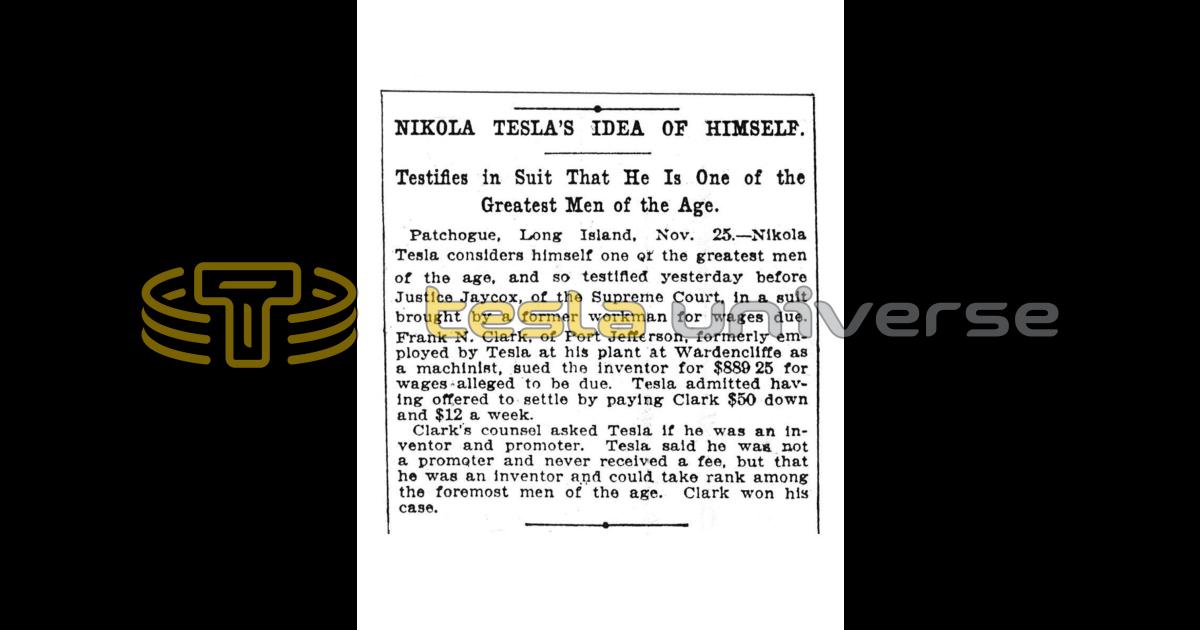 Nikola Tesla's Idea of Himself | Tesla Universe