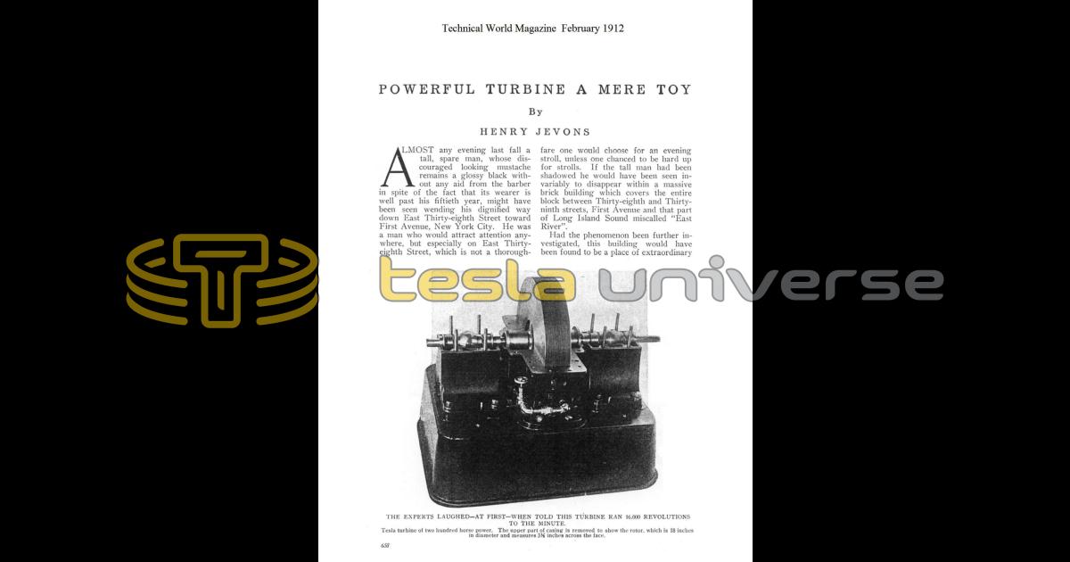 Powerful Turbine a Mere Toy | Tesla Universe