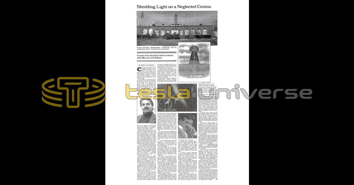 Shedding Light on a Neglected Genius (Feb. 23, 1997) | Tesla Universe