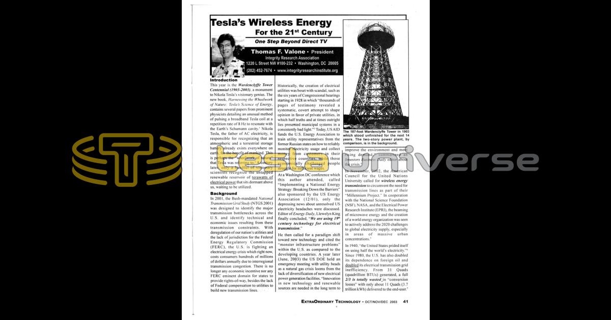Tesla's Wireless Energy for the 21st Century - One Step Beyond Direct ...